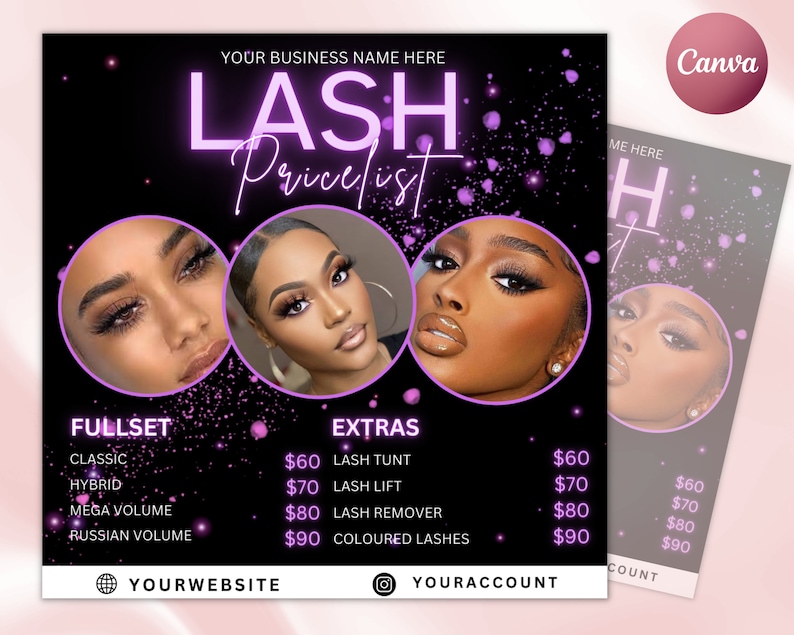 Lash Price List Braids Price List Flyer Templates Beauty - Etsy