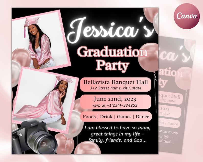 Graduation Party Flyer, DIY Flyer Template Design, Graduation Party ...