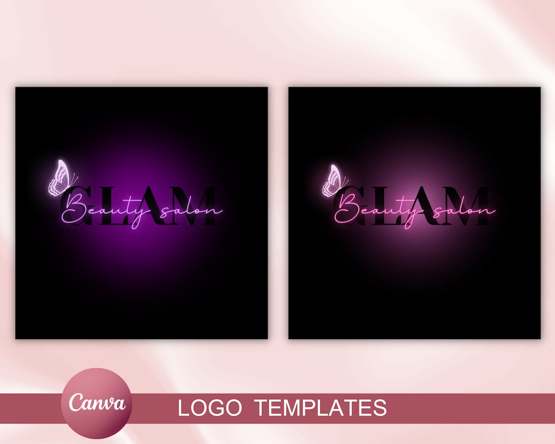 Glam Beauty Salon Logo, 2 Pink and Purple Premade Small Business Logo ...