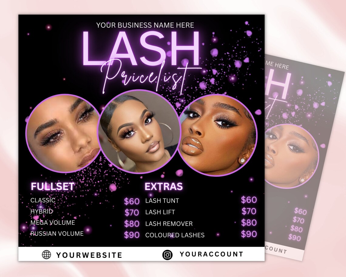 Lash Price List Braids Price List Flyer Templates Beauty - Etsy