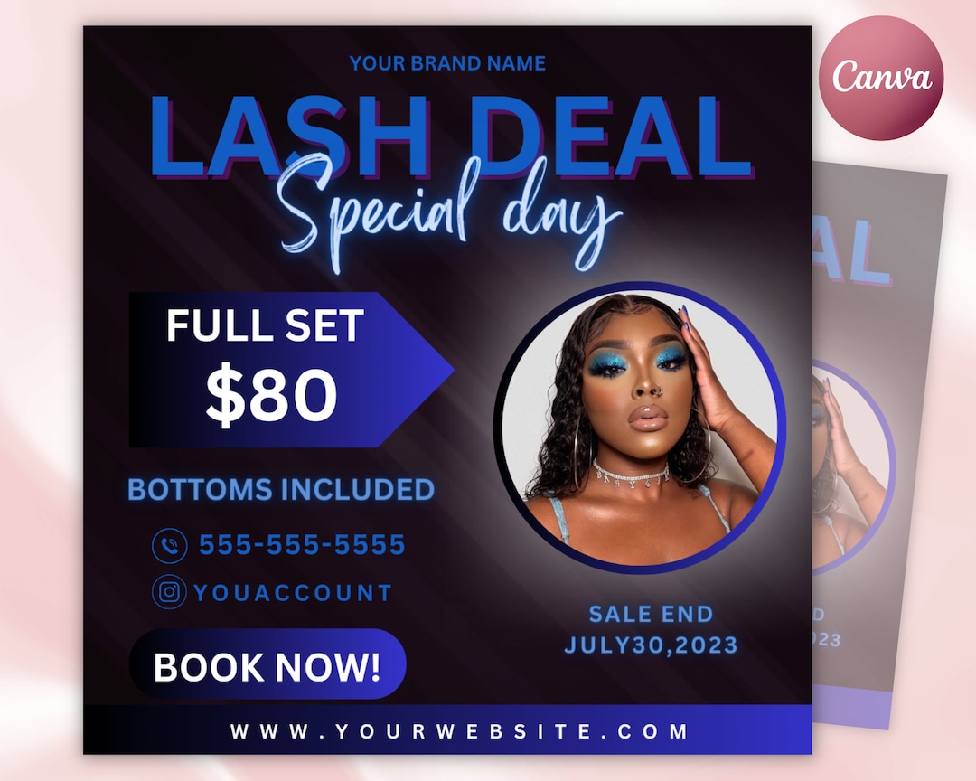 DIY Lash Deal Flyer Lashes Extensions Makeup Sale Appointments MUA ...