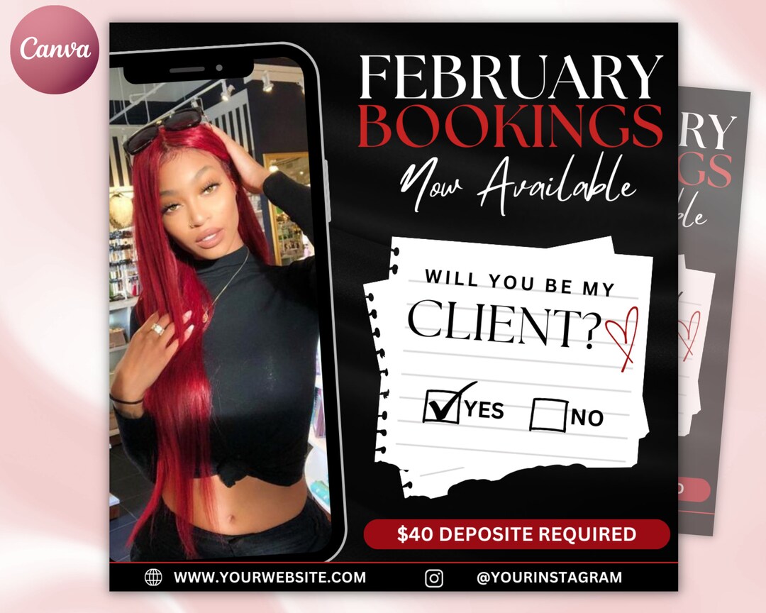 February Booking Flyer, Valentine Book Now Appointments Available Flyer ...