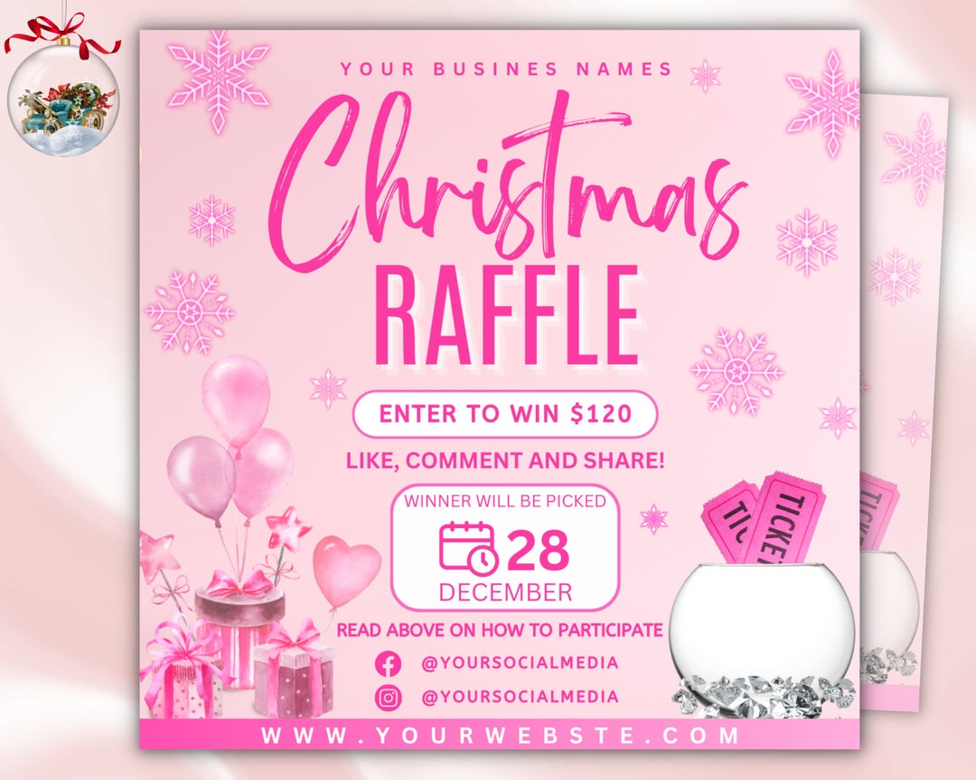Christmas Raffle Flyer, Christmas Giveaway Flyer, Giveaway Flyer ...