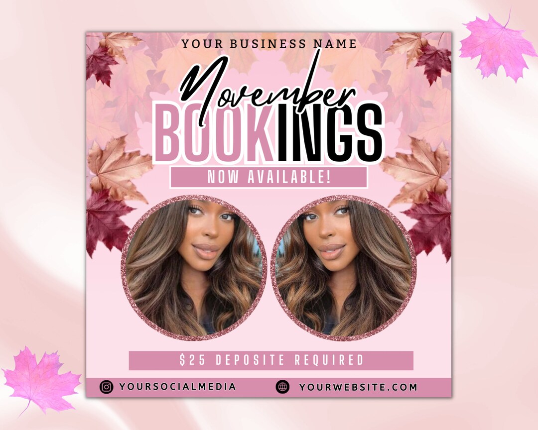 November Bookings Flyer, November Book Now Appointments Available Flyer ...