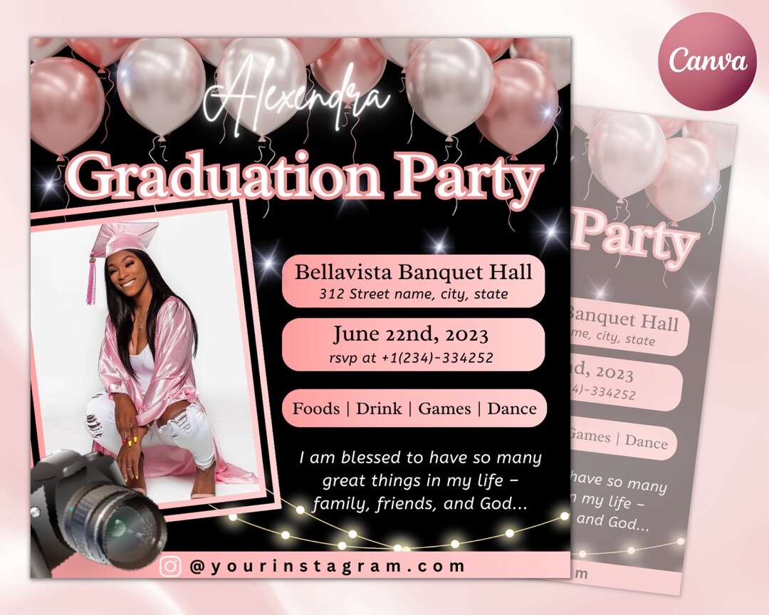 Graduation Party Flyer, DIY Flyer Template Design, Graduation Party ...