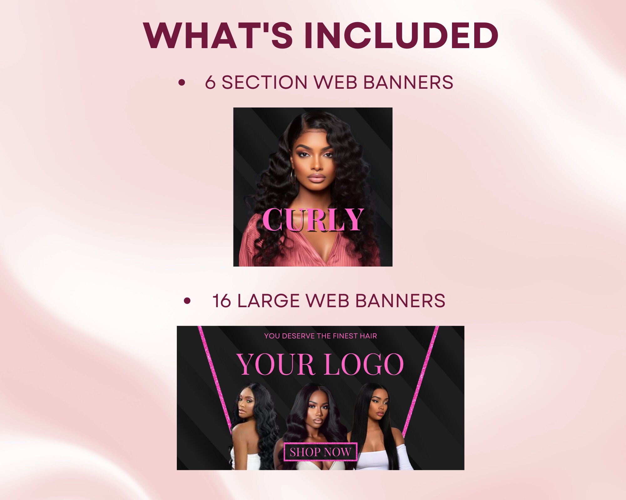 DIY Hair Website Banner Kit Shopify Hair Extensions Wig - Etsy