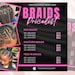 Braids Price List Flyer Templates Beauty Salon Hair Stylist - Etsy