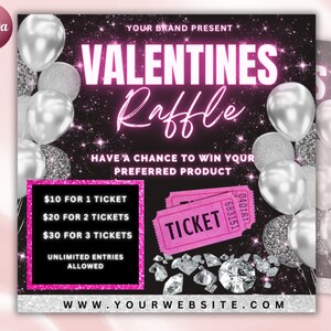 Valentine's Day Raffle Ticket Flyer, Raffle Giveaway Flyer ,february ...