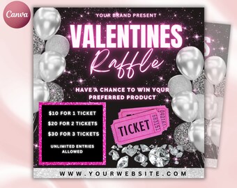 Valentine's Day Raffle Ticket Flyer, Raffle Giveaway Flyer ,february ...