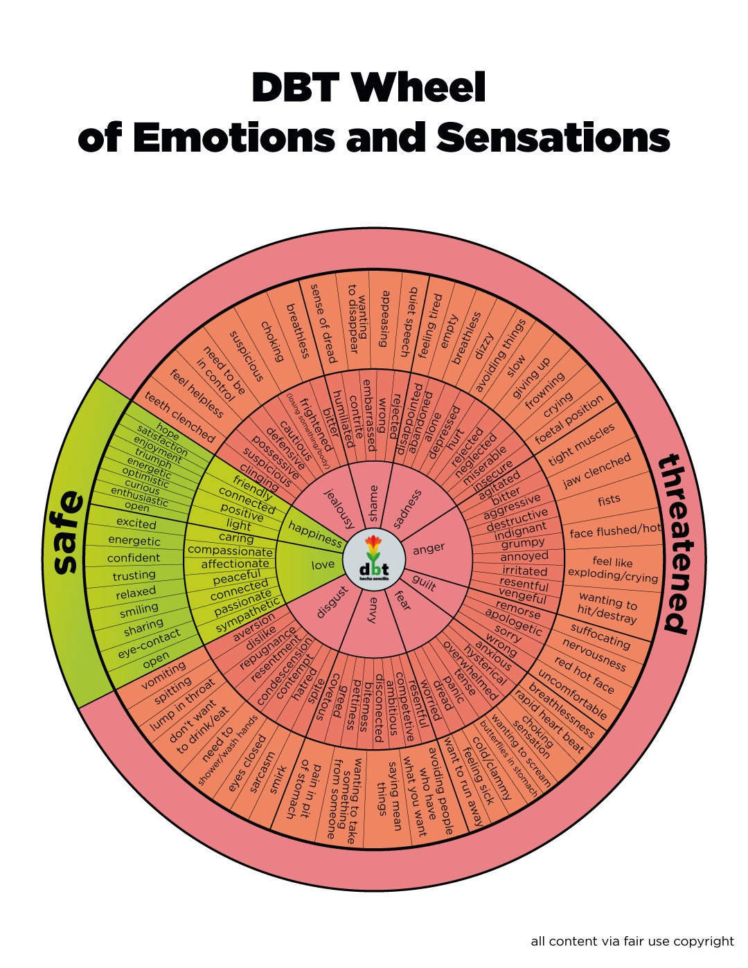 The DBT Wheel of Emotions and Sensations - Etsy UK