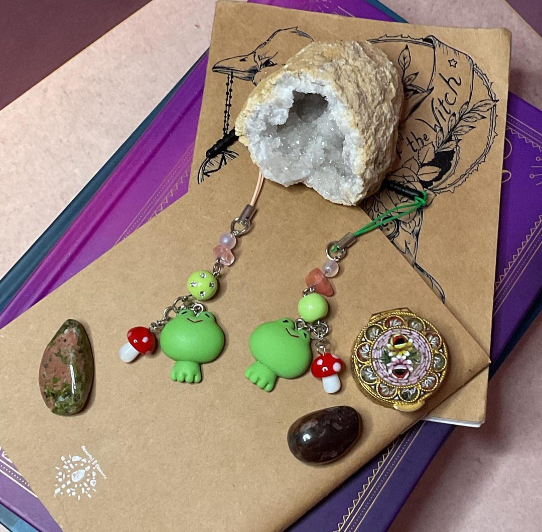 Mushroom Froggy Phone Charm - Etsy