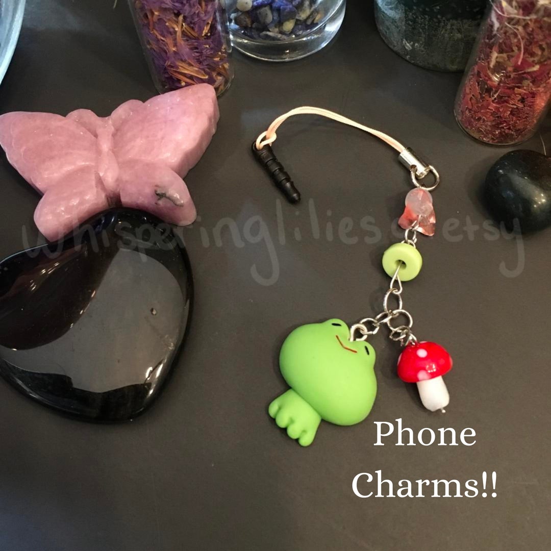 Mushroom Froggy Phone Charm - Etsy