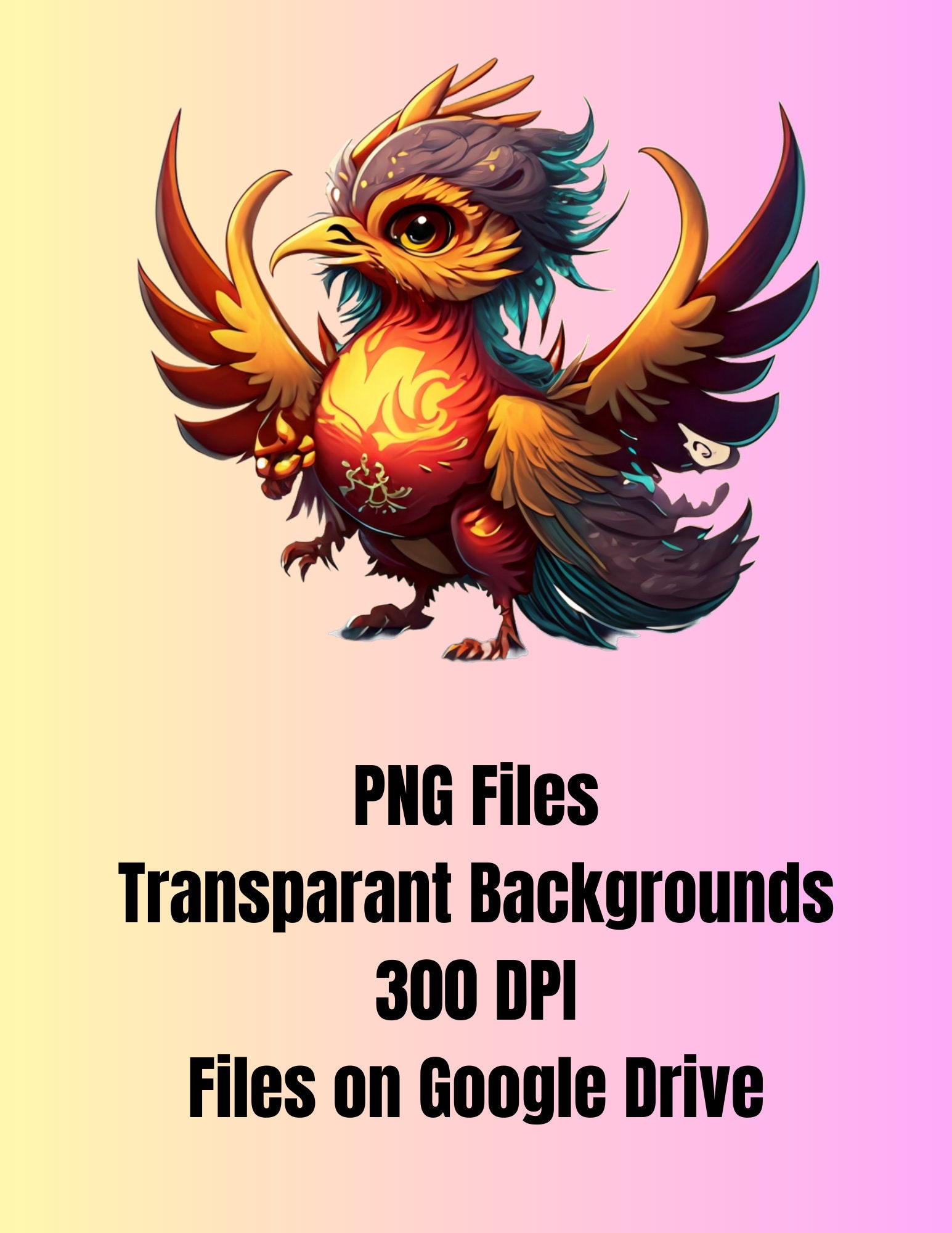 Clip Art Chibi Phoenix 8 Pack Unique Instant Download - Etsy