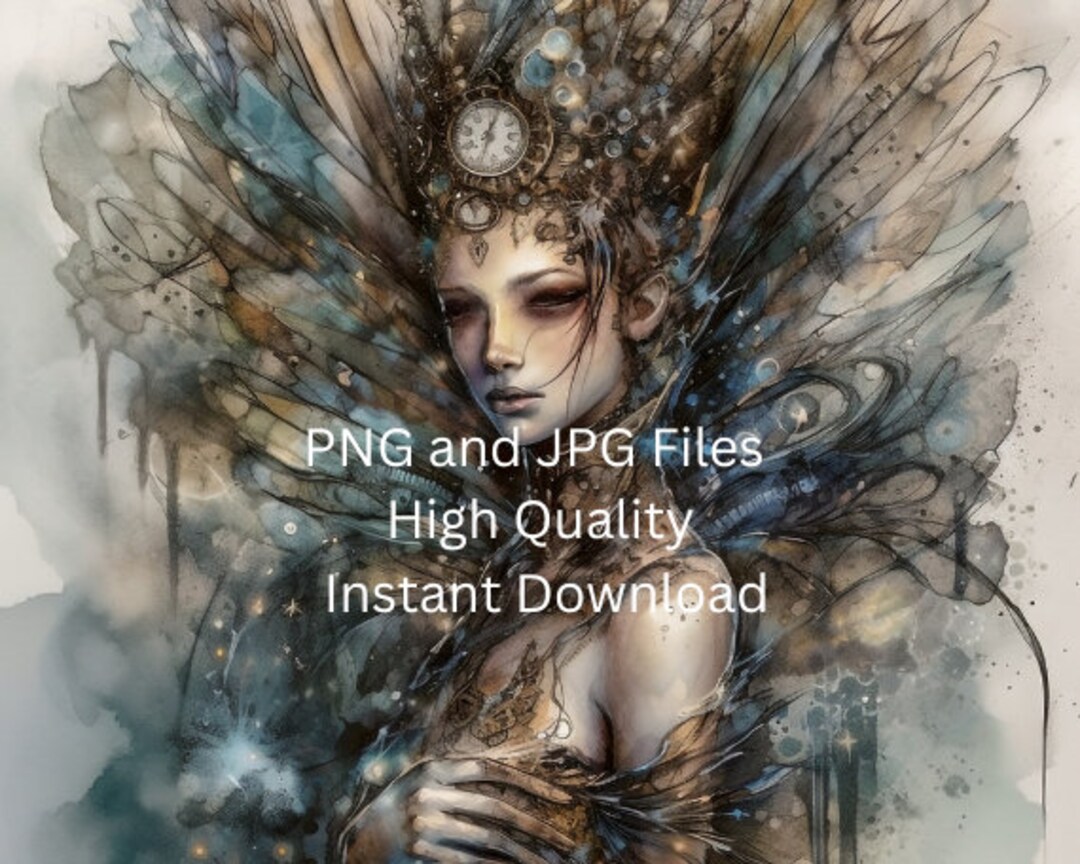 Digital Shadow Fairy Art Instant Download Watercolor Steampunk - Etsy