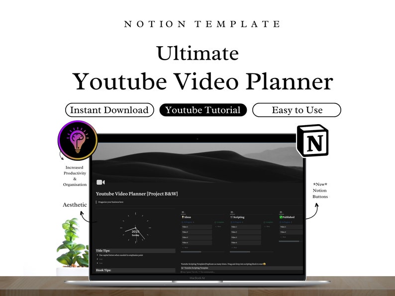Ultimate Youtube Video Digital Planner Digital Template Notion Template Notion Template ...