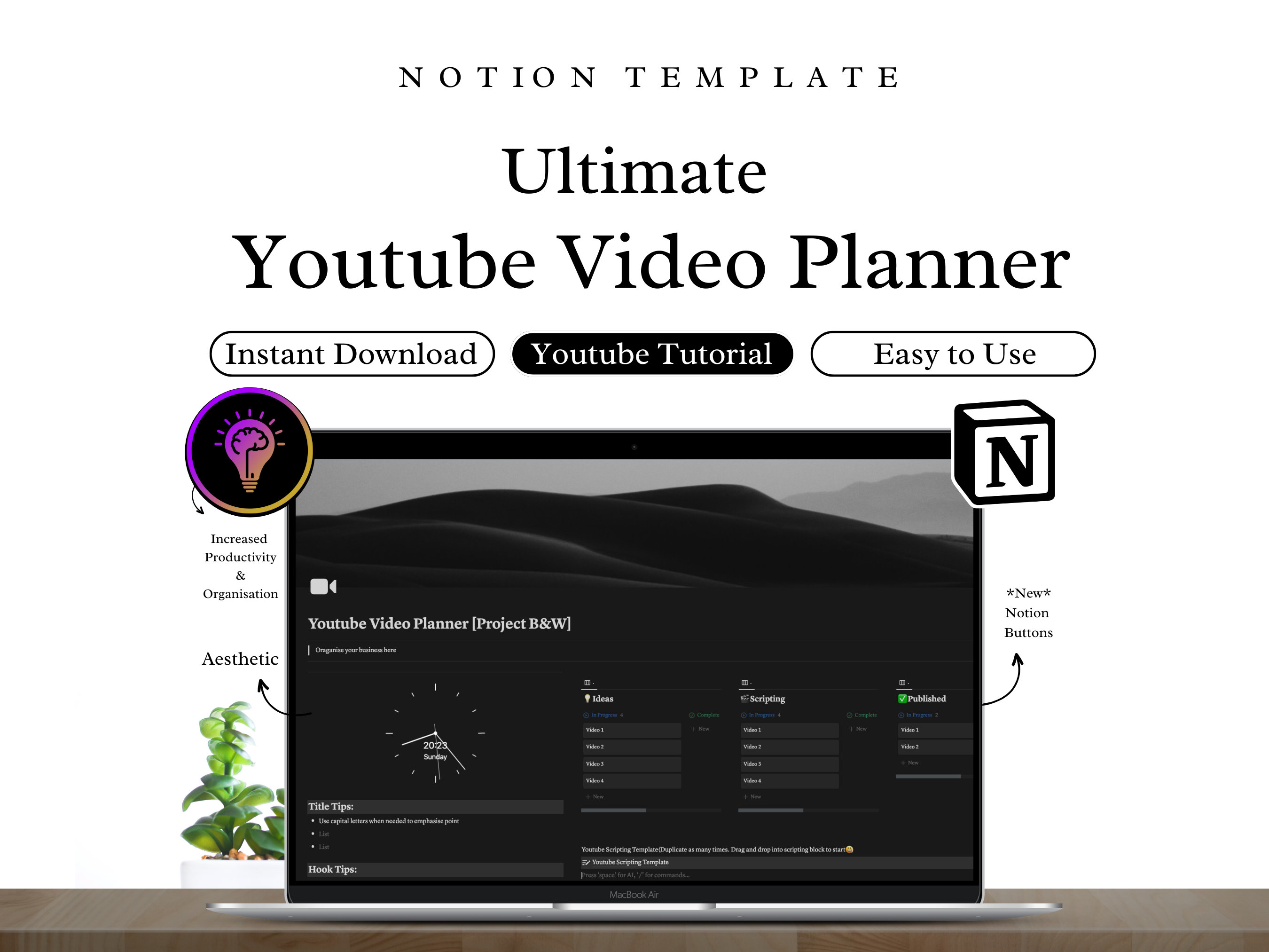 Ultimate Youtube Video Digital Planner Digital Template Notion Template ...