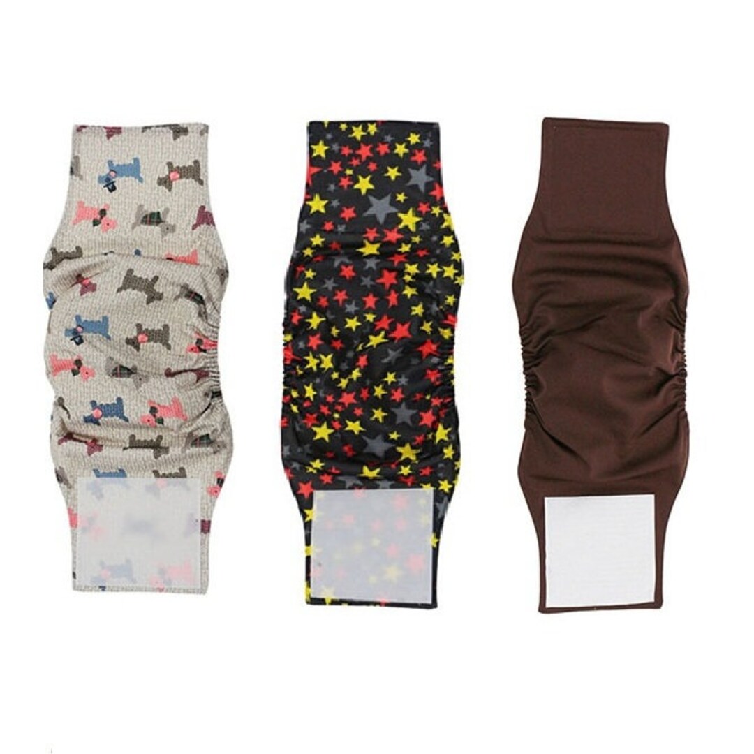 3 Packs Reusable Washable Male Dog Wraps, Belly Band for Male Dog ...