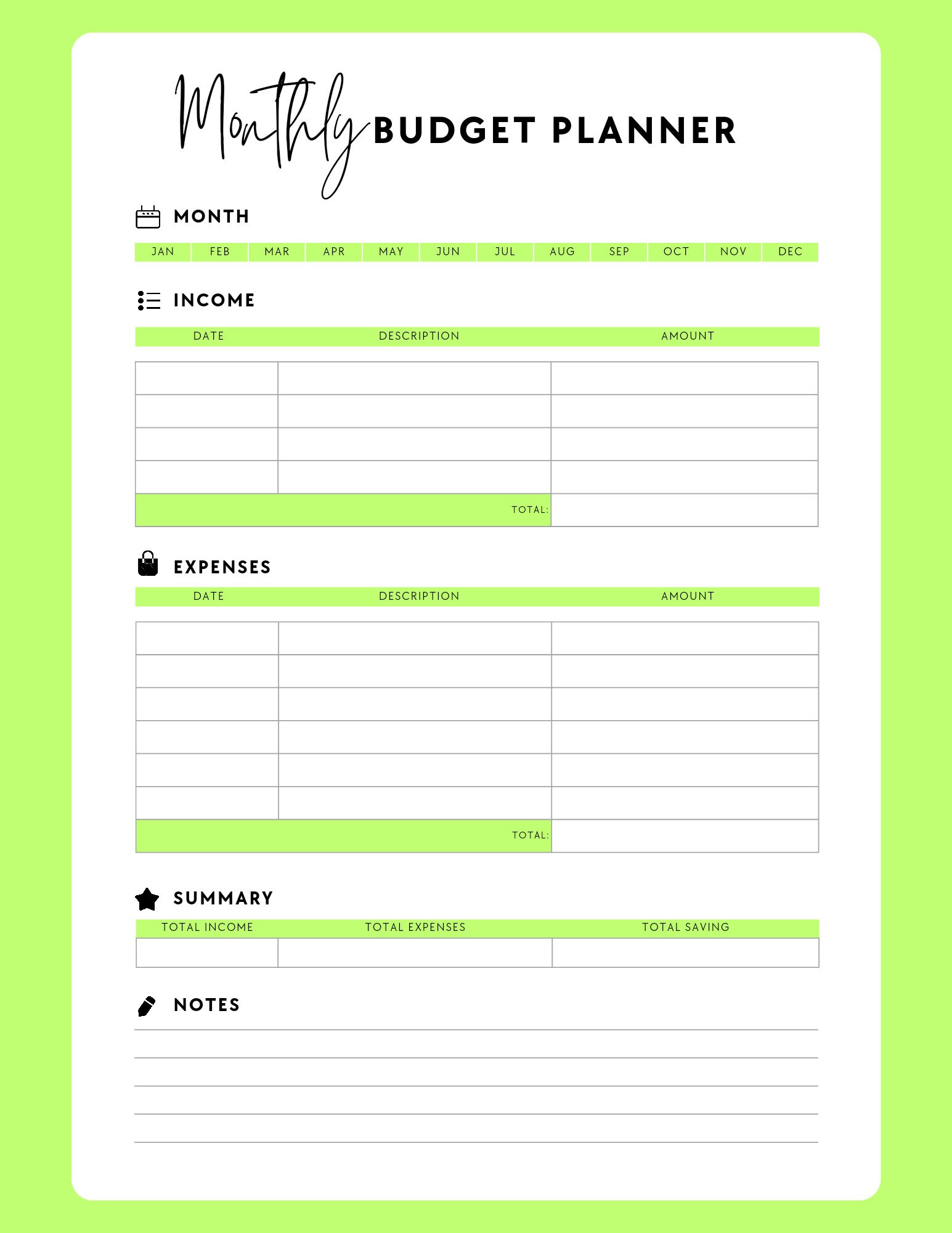 Detailed Monthly Budget Tracker - Etsy