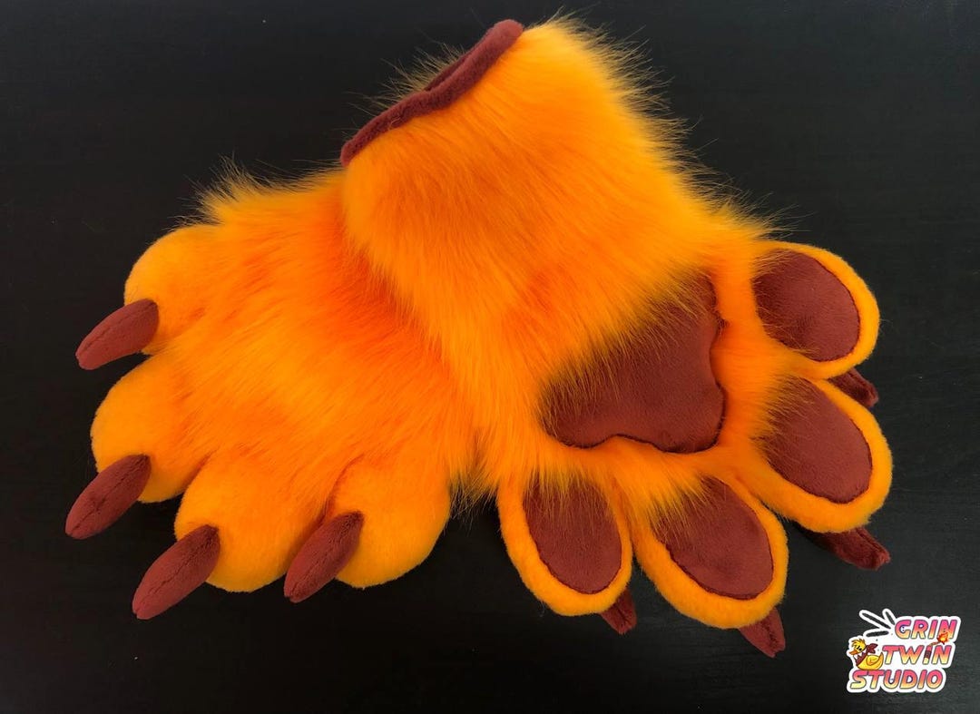 Orange Fursuit Handpaws /4 Finger Furry Paws / Faux Fur /minky ...