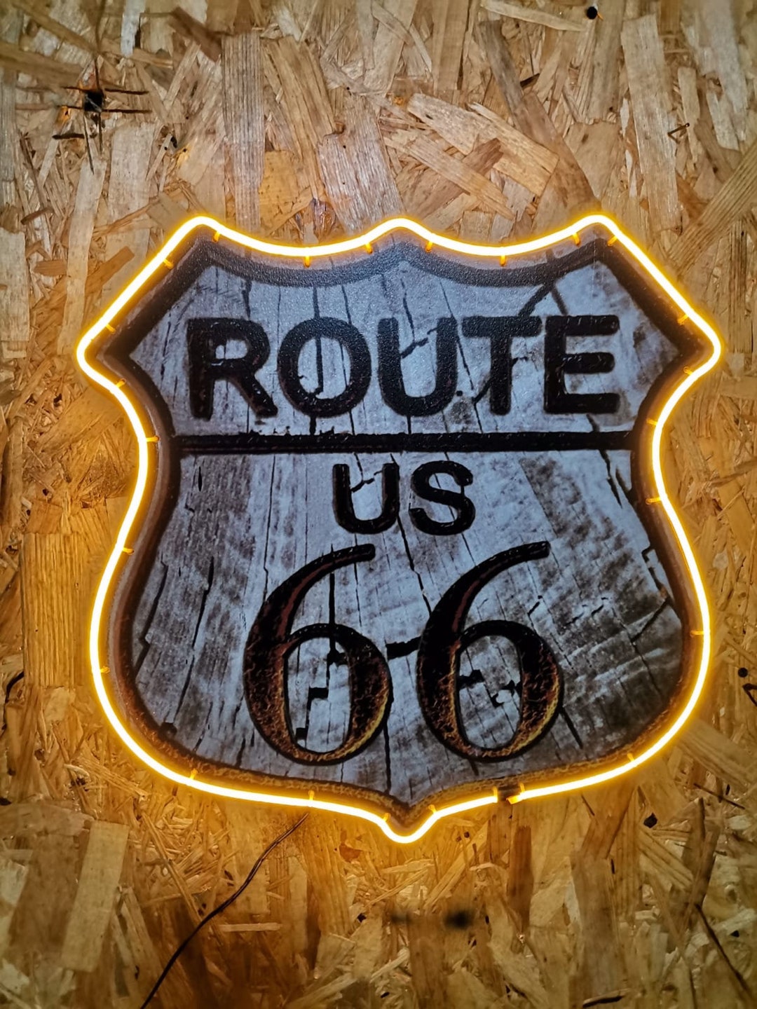 Design Inspired 20 Route 66 Sheild Neon LED Sign With Orange Light - Etsy