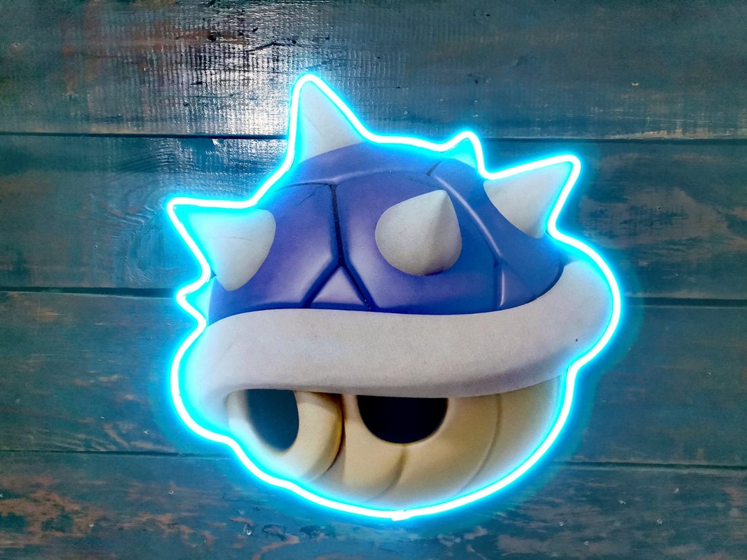 Design Inspired 18 Super Mario Bros Blue Spike Shell LED Neon Sign With ...