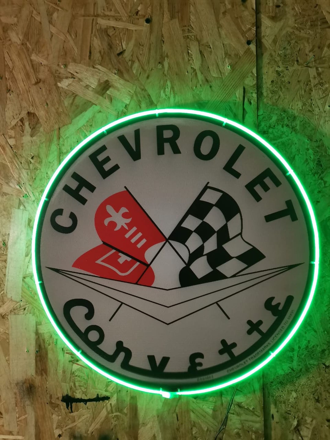 Design Inspired 18 Corvette Flags Badge Neon LED Sign With Green Light ...