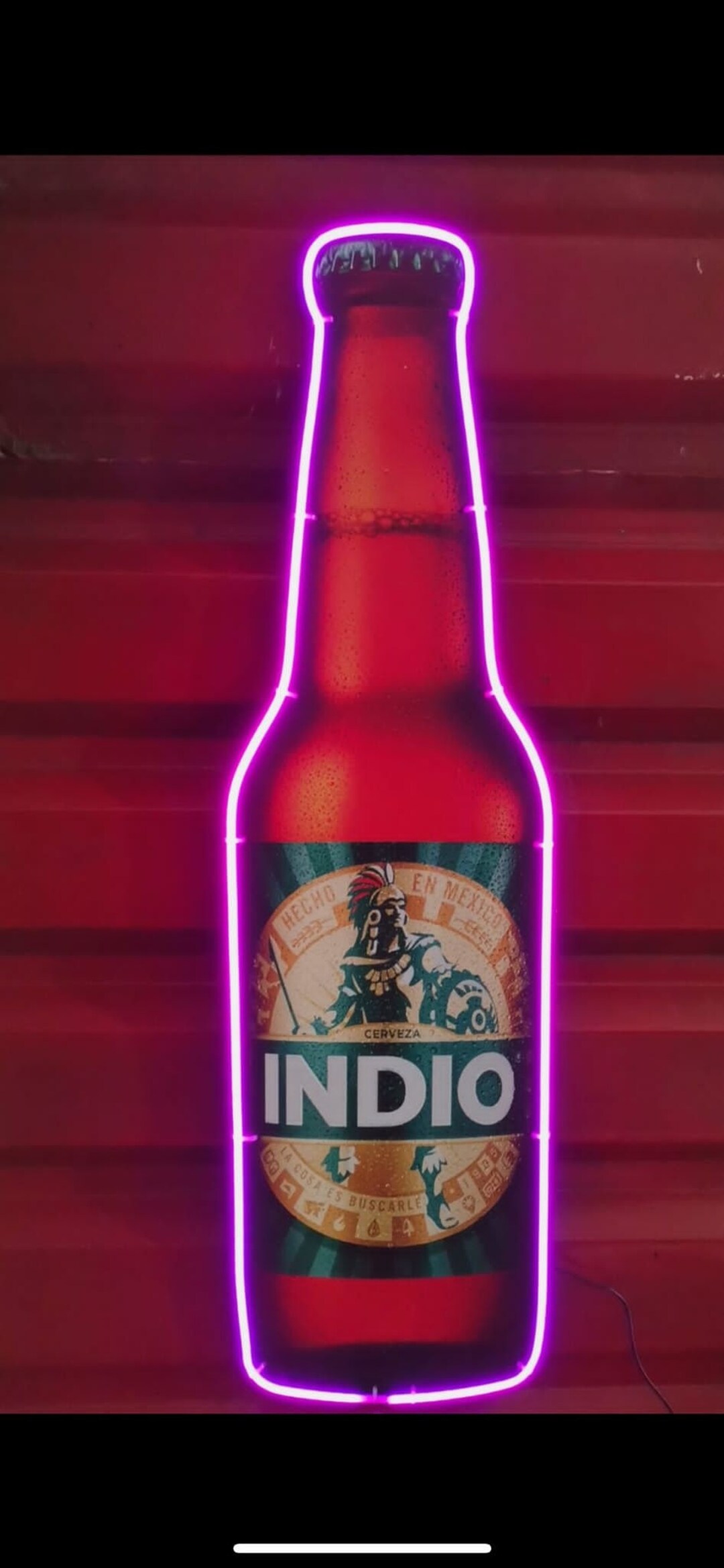 Design Inspired 26 Indio Beer Bottle Liquor LED Neon Sign With Pink ...