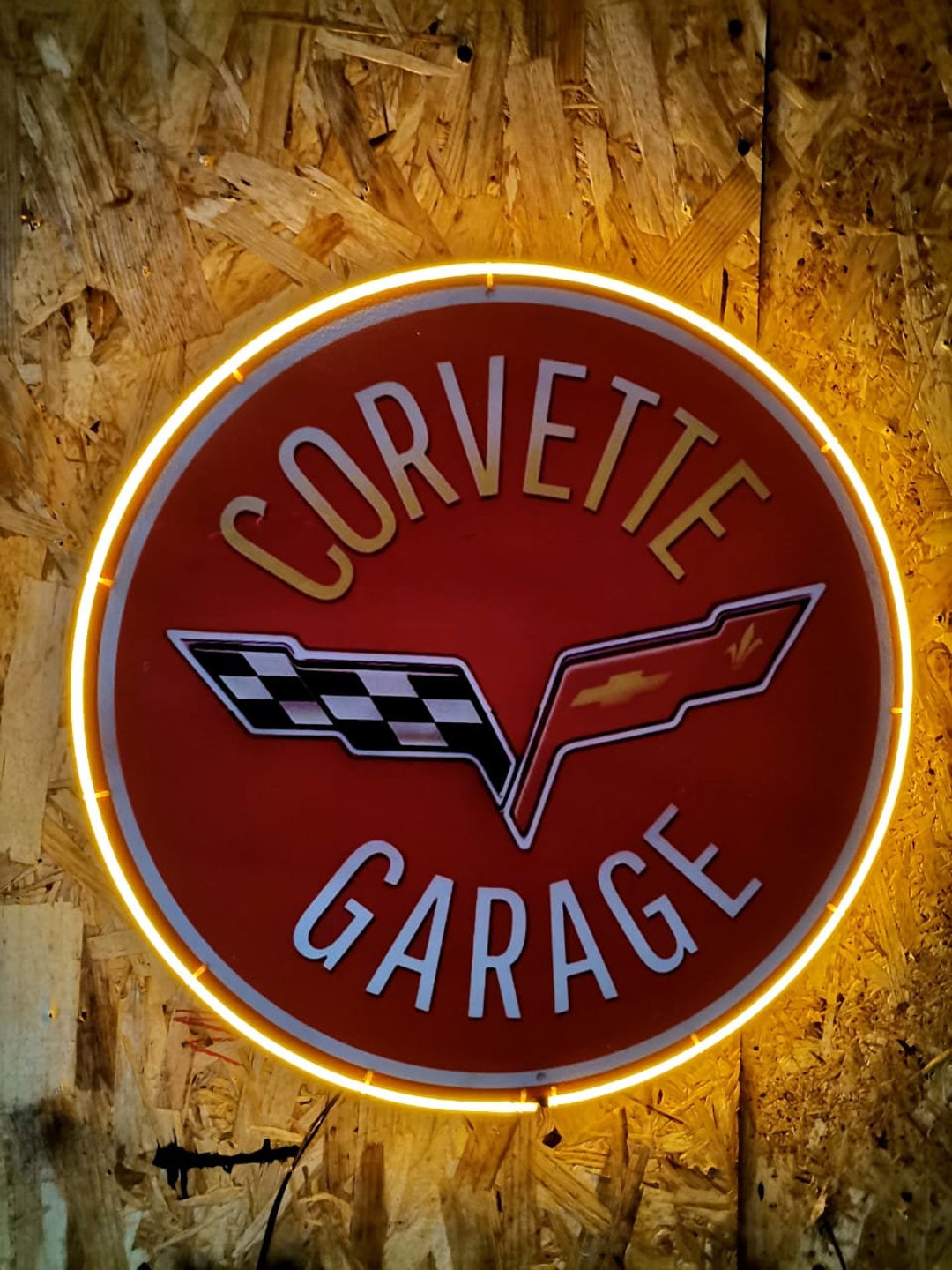 Design Inspired 18 Corvette Flags Badge Neon LED Sign With Orange Light ...