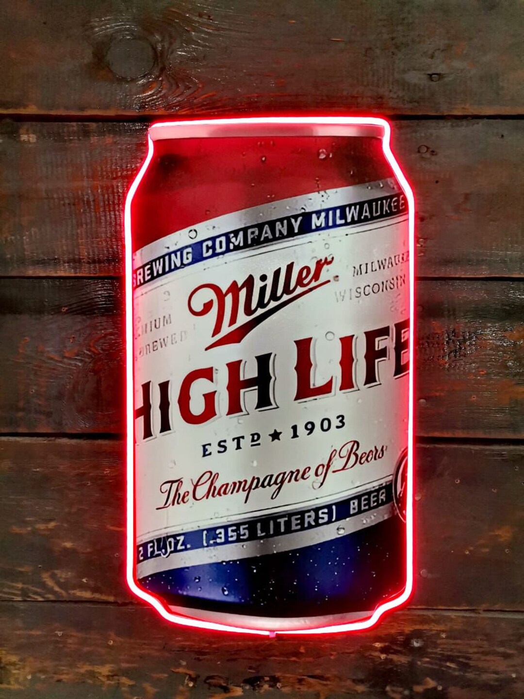 Design Inspired 18 Miller High Life Neon LED Sign With Red Light - Etsy