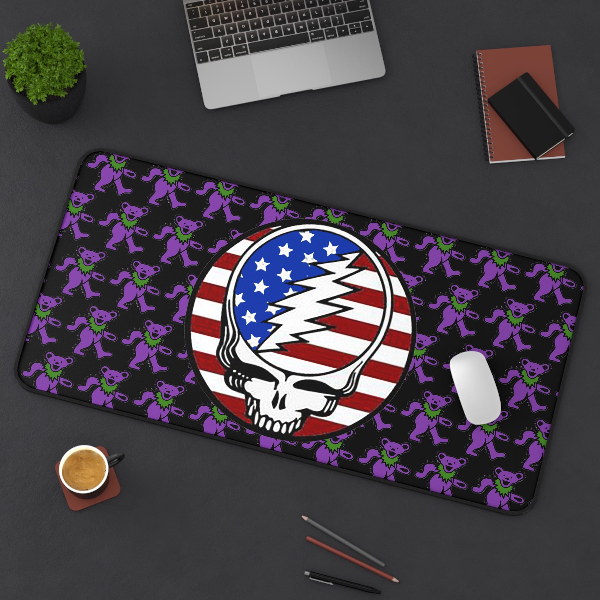 Patriotic Stealie With Bears Background Desk Mat - Etsy