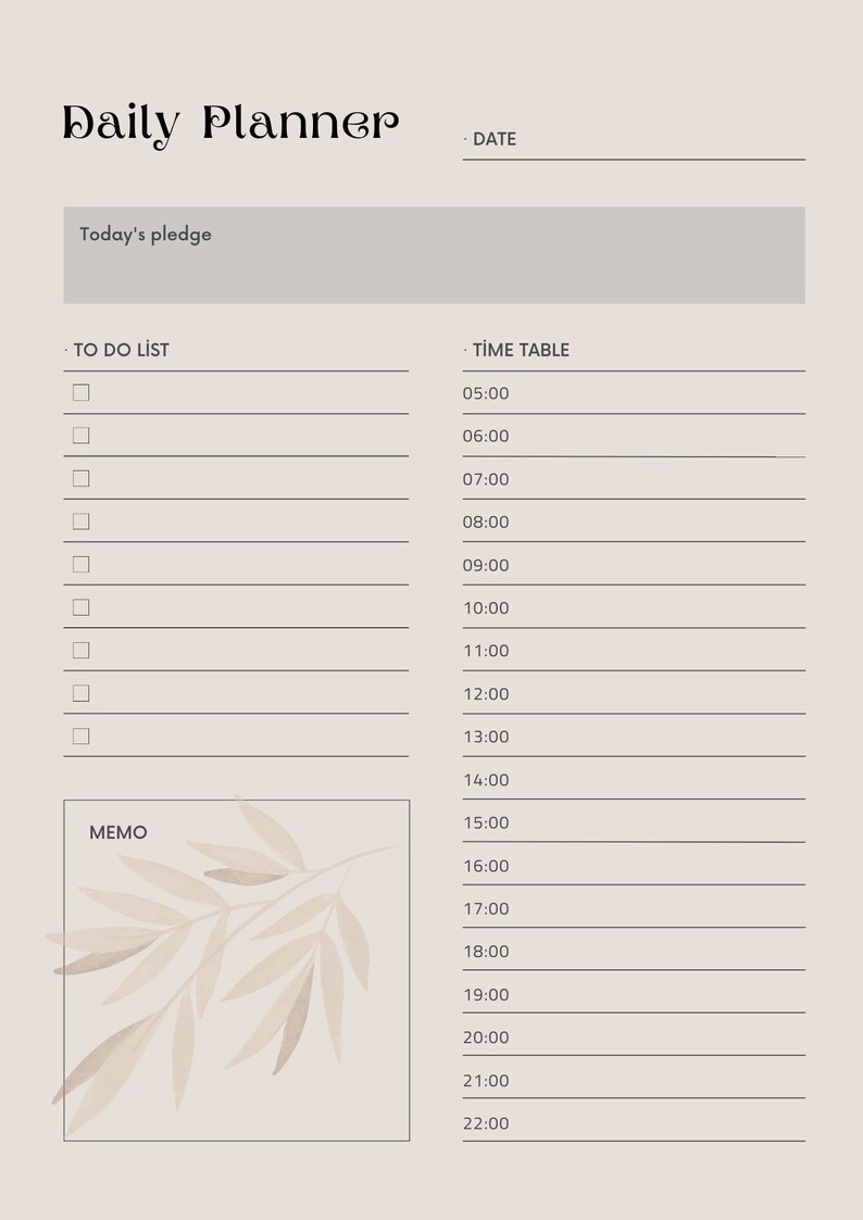 Minimalist Daily Planner Printable, Minimalist Daily Planner Printable ...