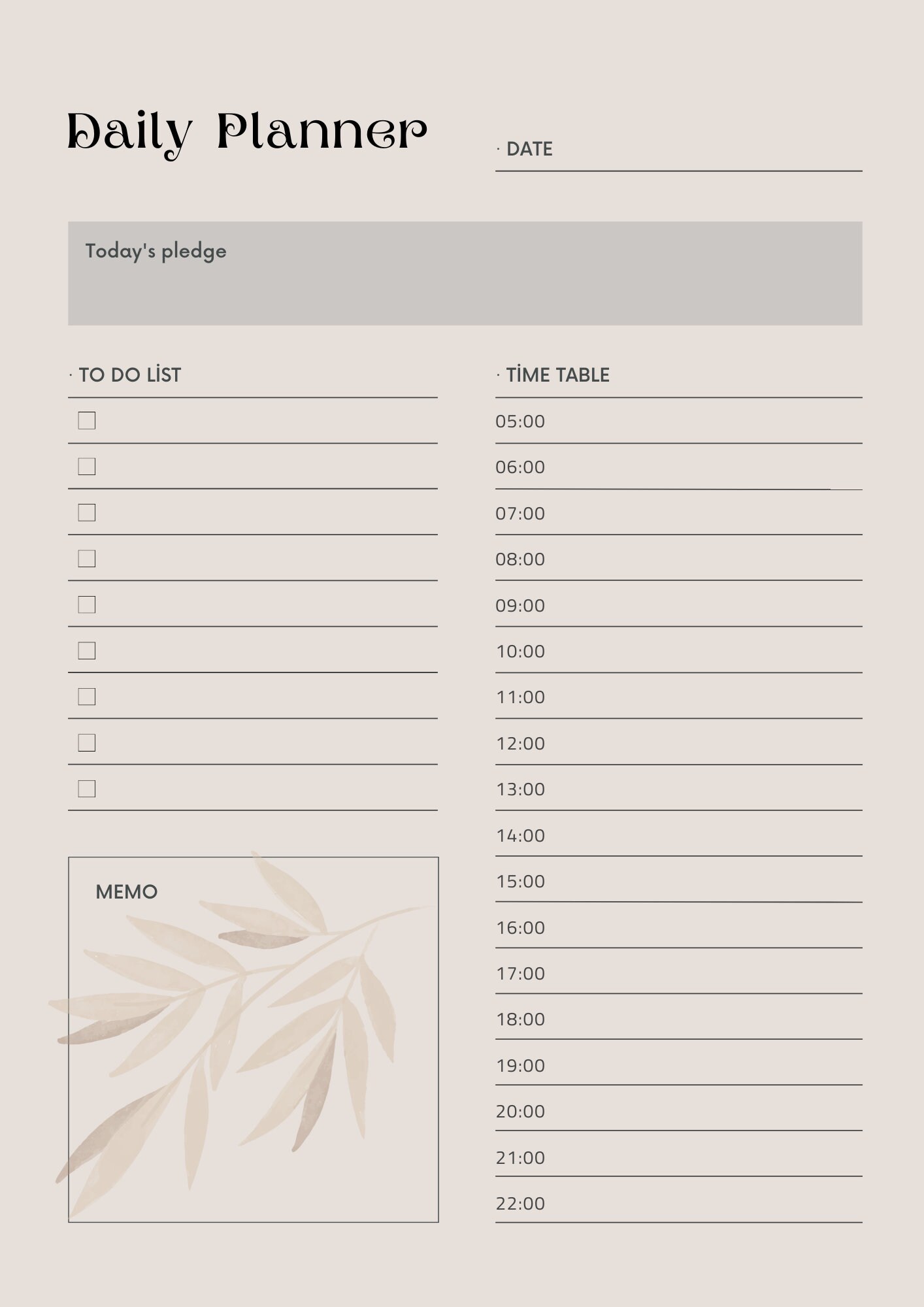 Minimalist Daily Planner Printable, Minimalist Daily Planner Printable ...