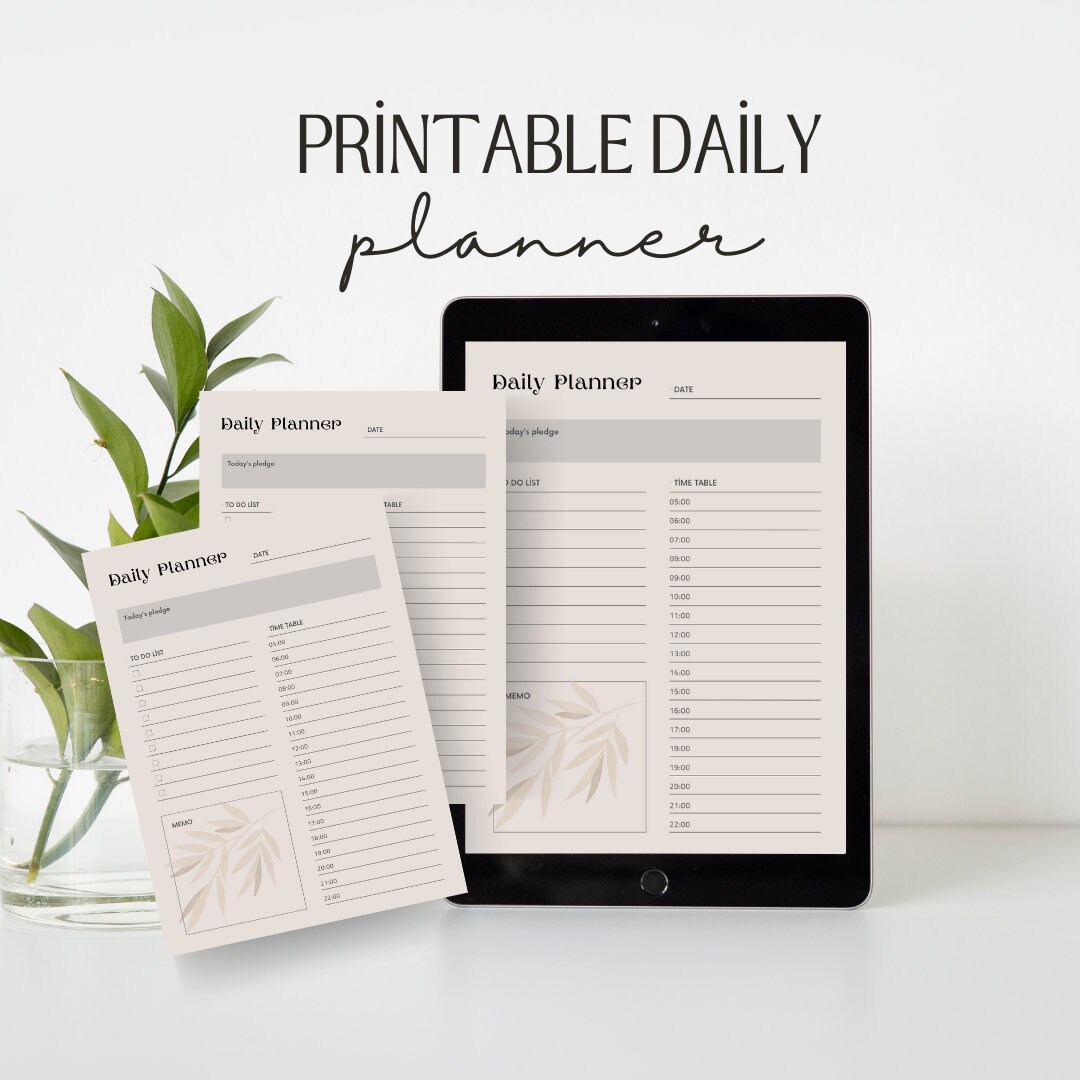 Minimalist Daily Planner Printable, Minimalist Daily Planner Printable ...