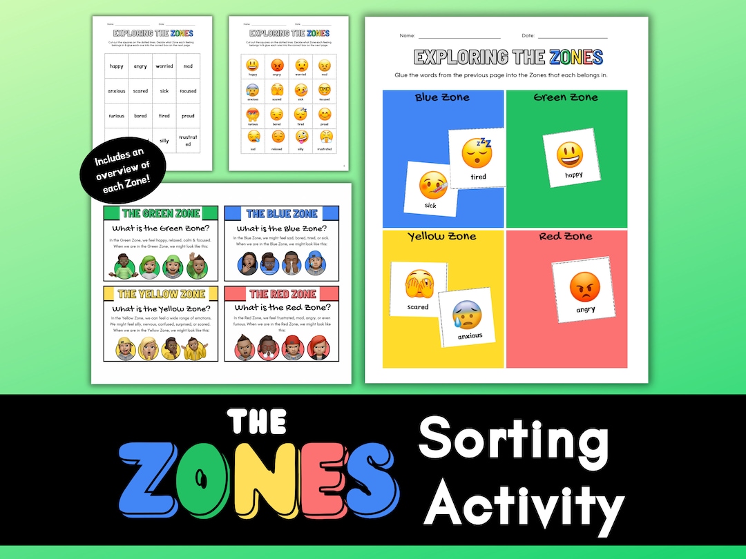 Zones of Regulation Sorting Activity - Etsy