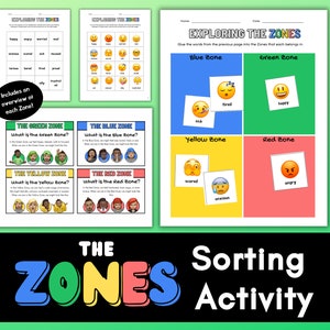 Zones of Regulation Emoji Sorting Activity - Etsy