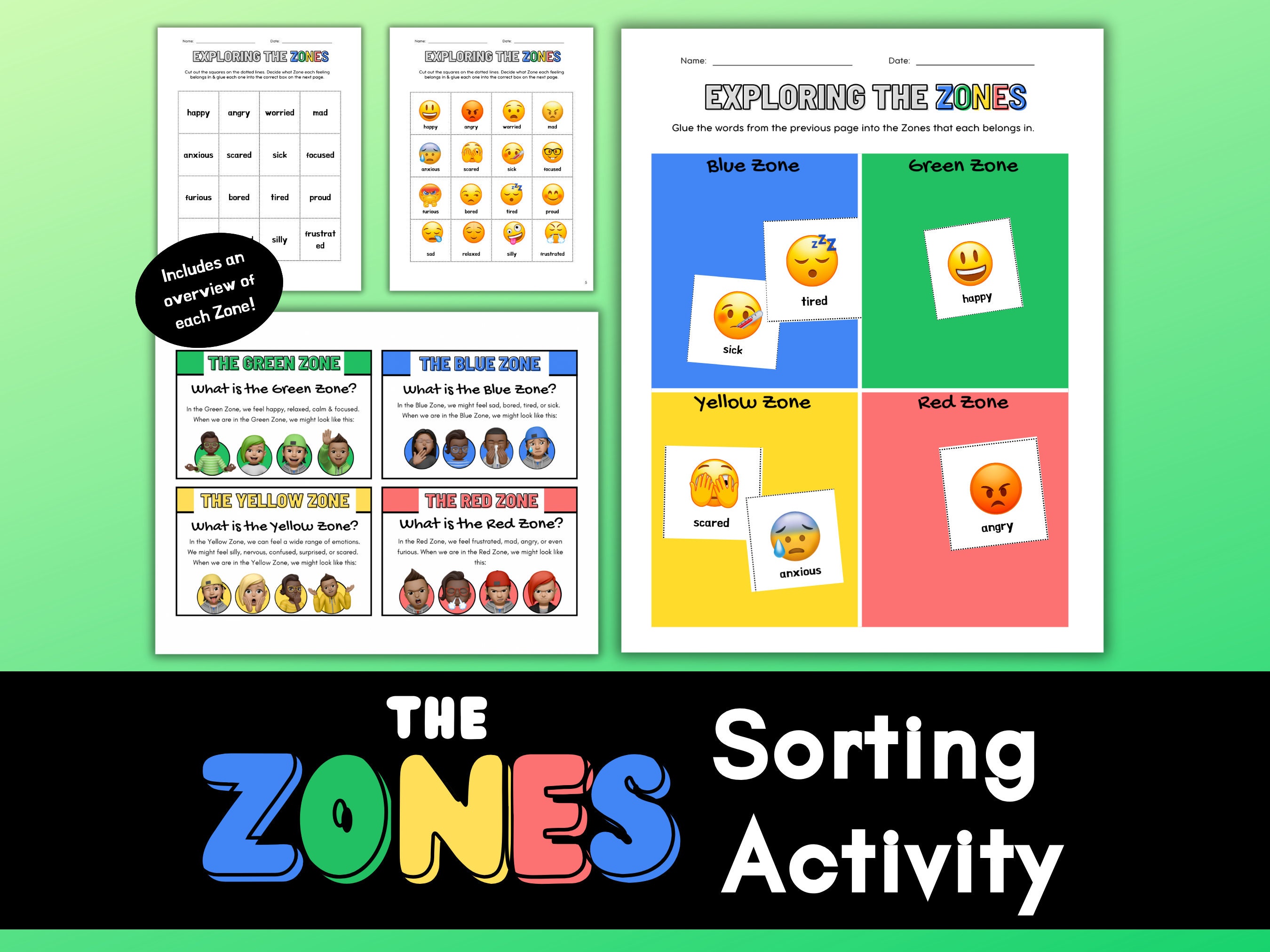Zones of Regulation Sorting Activity - Etsy