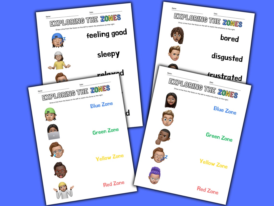Zones of Regulation, Emotional Regulation Printable Worksheets - Etsy