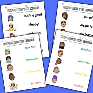 Zones of Regulation, Emotional Regulation Printable Worksheets - Etsy