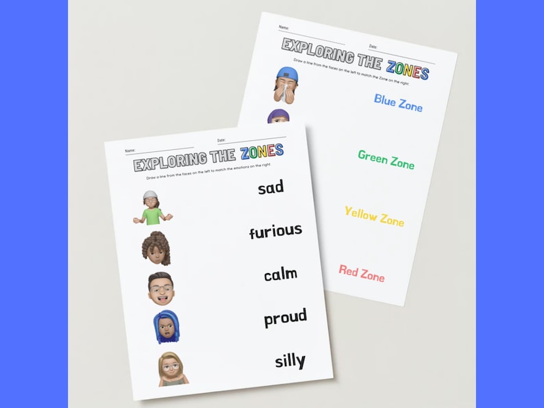 Zones of Regulation, Emotional Regulation Printable Worksheets - Etsy