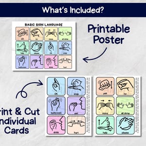 Printable Sign Language Flashcards ASL Poster and Card Set for Kids ...