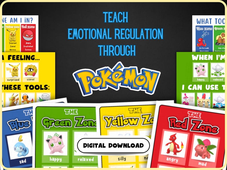 Pokemon + Zones of Regulation, Visual Supports and Coping Skills Bundle ...