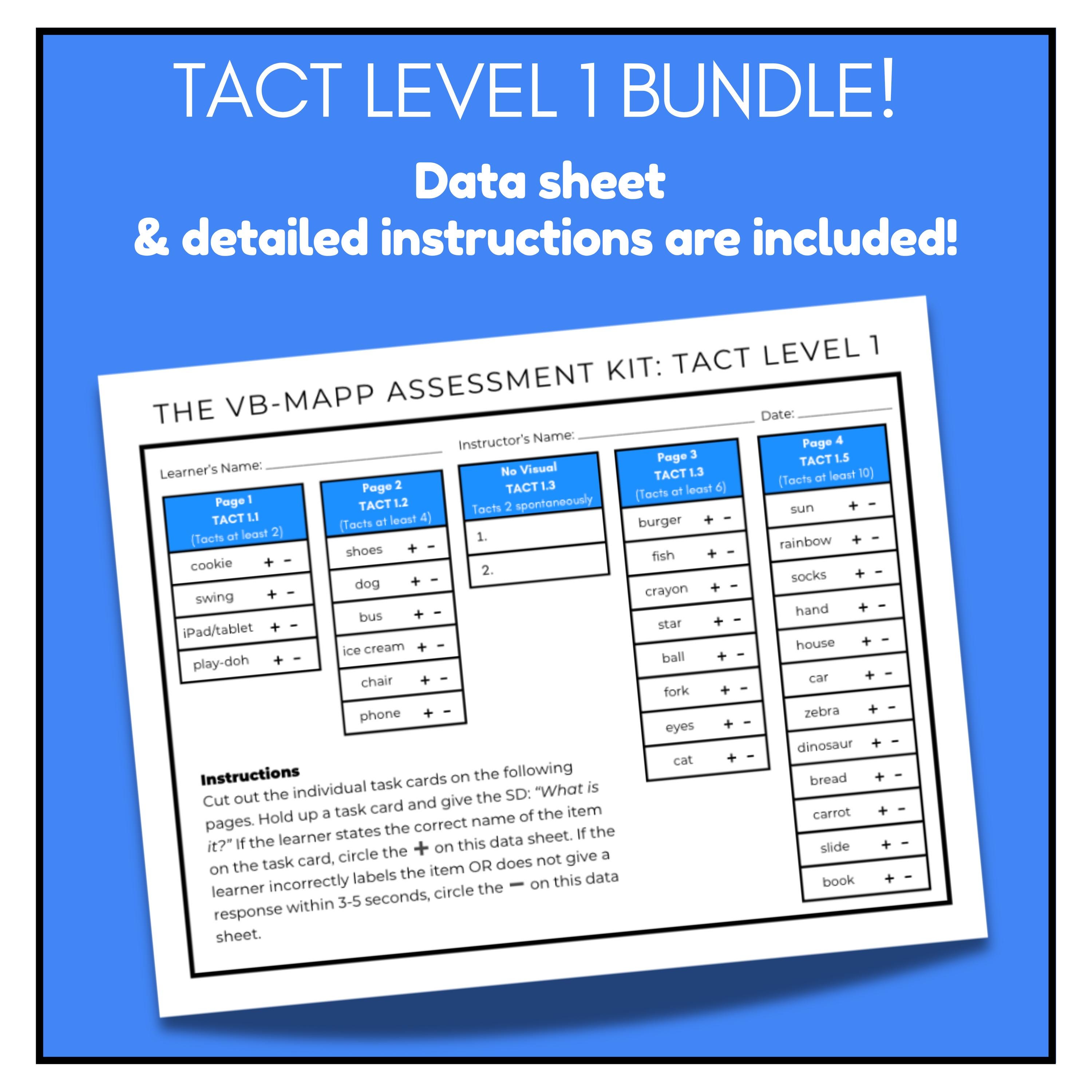 VB-MAPP Tact Level 1 Task Cards Bundle - Etsy