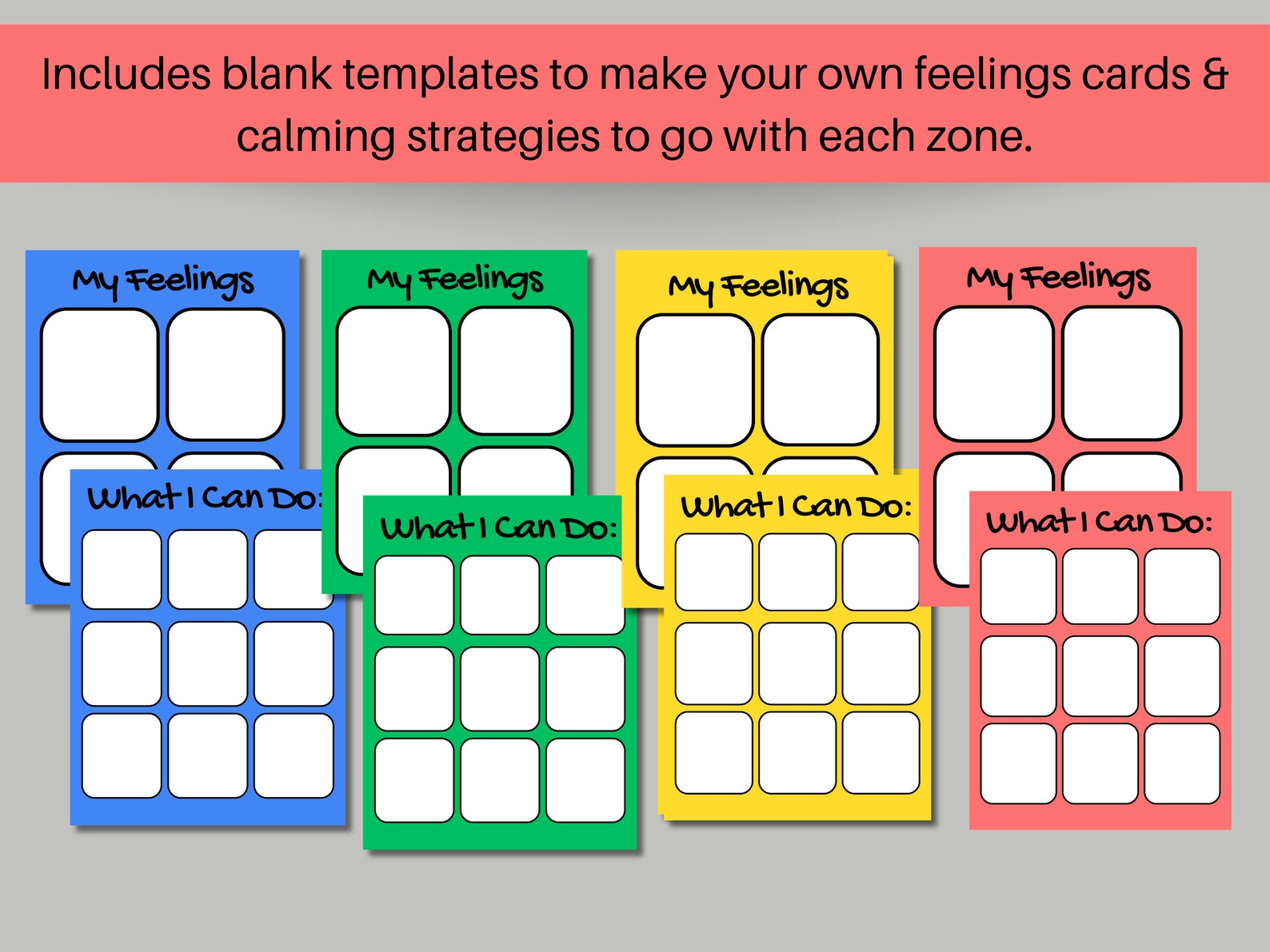 Zones of Regulation Visual Support Bundle – Emotions Chart & Coping ...
