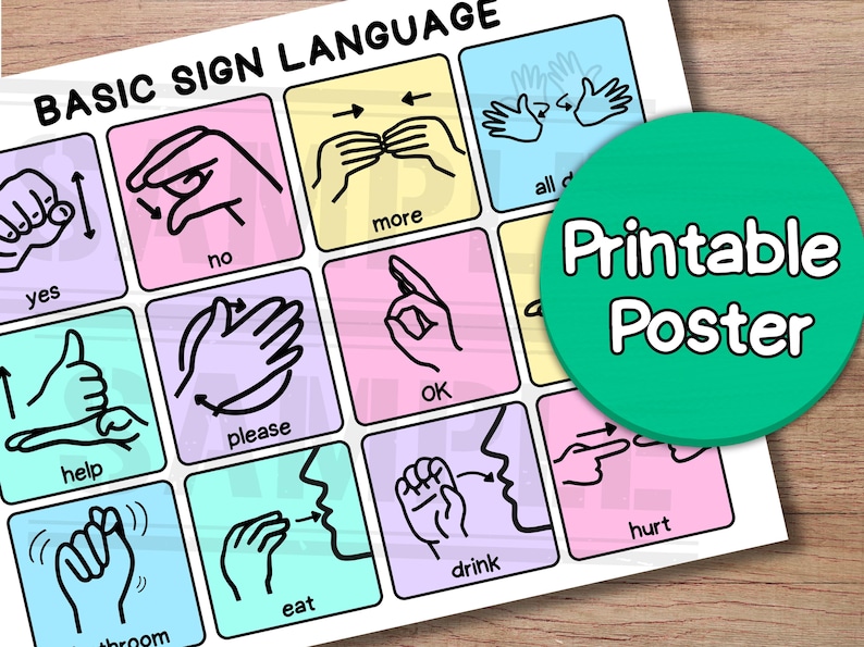 Sign Language Flashcards ASL Poster and Card Set for Kids & Toddlers ...