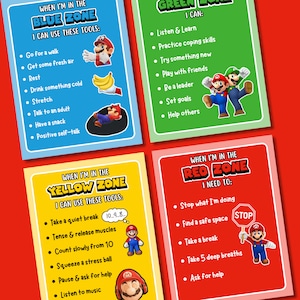 Zones of Regulation, Super Mario Character Themed, Visual Printables - Etsy