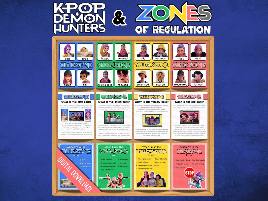 Zones of Regulation and K-pop Demon Hunters Coping Strategy Visuals and ...