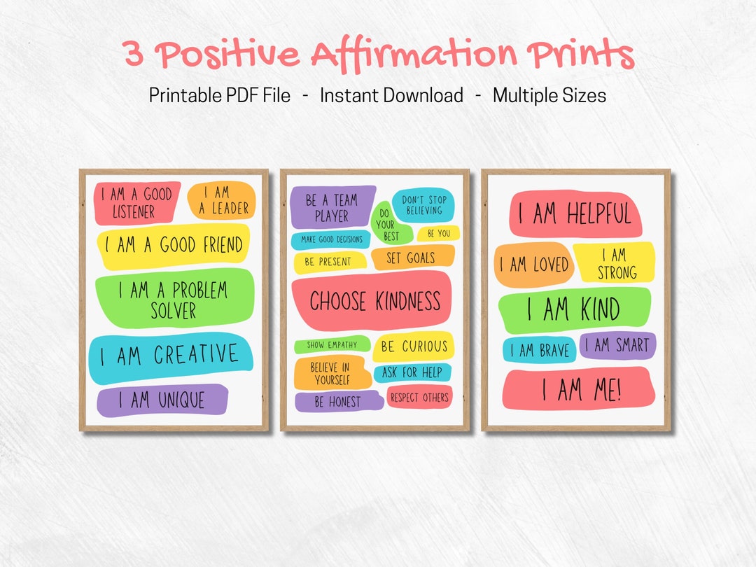 Positive Affirmations Poster Set for Kids - Digital Download, Nursery ...