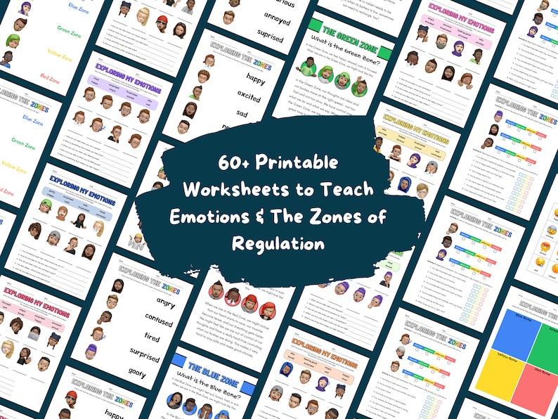 60 Zones of Regulation Worksheets, Printable BUNDLE - Etsy