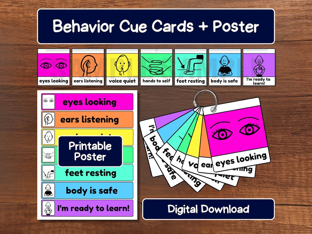 Behavior Cue Cards – Printable Classroom Visuals (digital Download ...