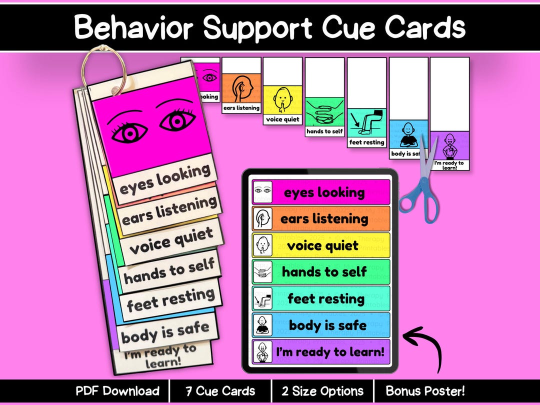 Visual Behavior Support Cue Cards for Kids - Digital Download - Etsy